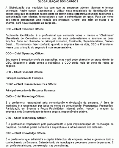 Modelo de Descrição de Cargo - Cargos na Globalização - Significado das ... Modelo de Descrição de Cargo - Cargos na Globalização - Significado das ...