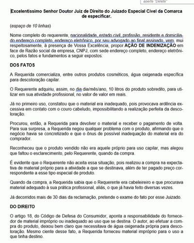 Modelo de Petição Indenização com Pedido de Restituição do Pagamento ... Modelo de Petição Indenização com Pedido de Restituição do Pagamento ...