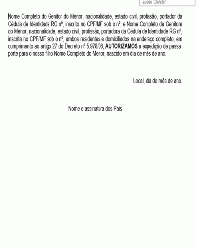 Exemplo de Petição Autorização para Concessão de Passaporte para Menor Exemplo de Petição Autorização para Concessão de Passaporte para Menor