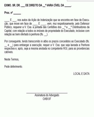 Modelo de Petição Anotação de Penhora no RGI Modelo de Petição Anotação de Penhora no RGI