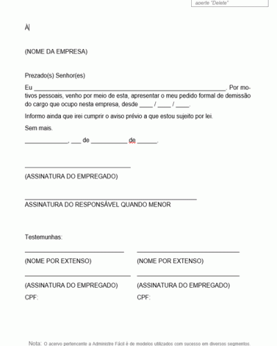 Modelo de Petição Pedido de Demissão Informando o Cumprimento do Aviso ... Modelo de Petição Pedido de Demissão Informando o Cumprimento do Aviso ...