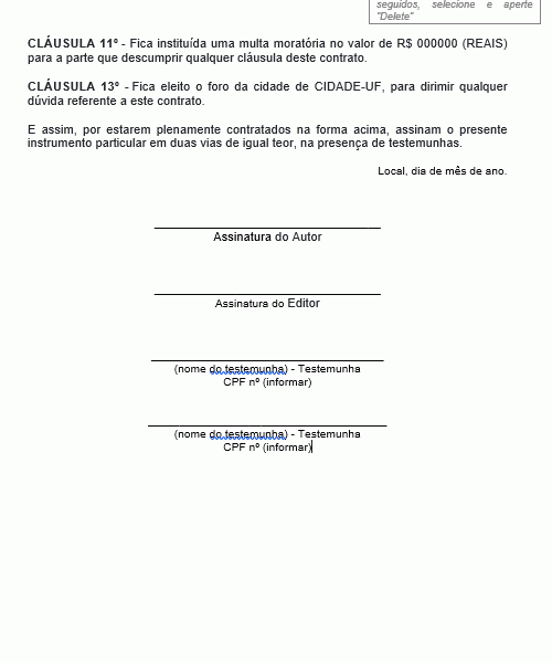 Modelo de Contrato Genérico de Editora